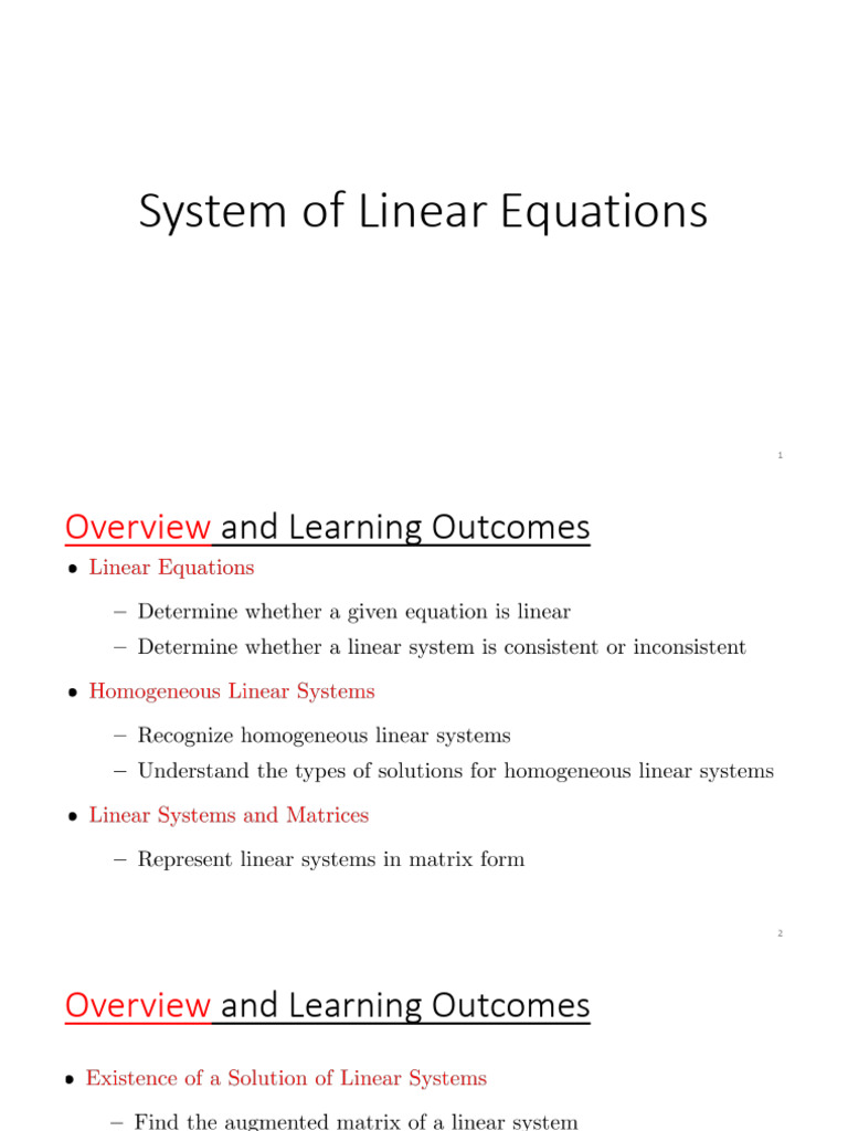1 - System of Linear Equations | PDF | System Of Linear Equations | Mathematics
