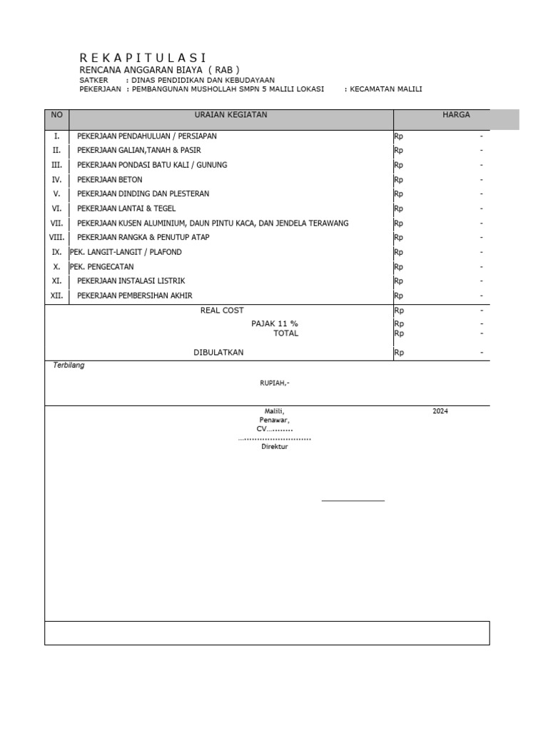 Boq Mushollah SMP 5 Malili | PDF