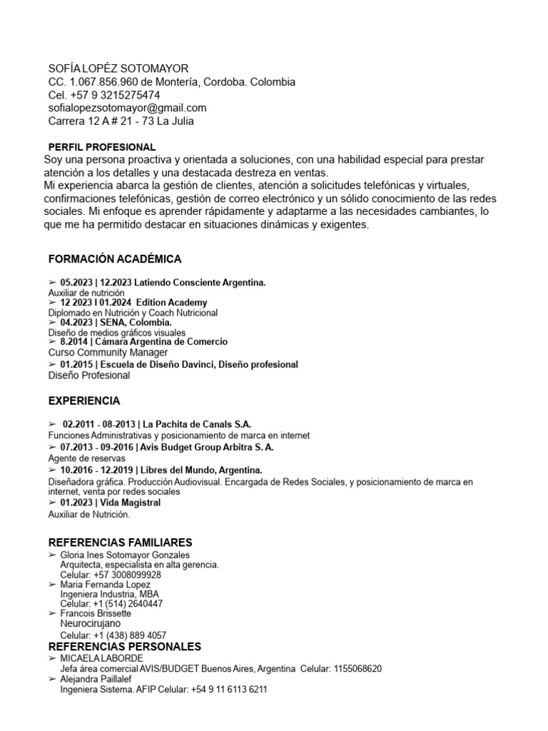 CV-Sofia-Lopez-Auxiliar Nutricion | PDF | Crecimiento personal y profesional | Negocios