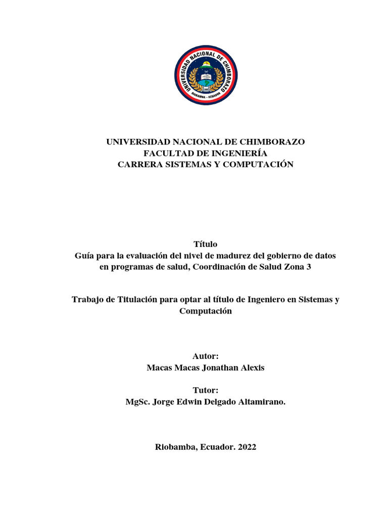 Jonathan Macas - Guía para La Evaluación Del Nivel de Madurez Del Gobierno de Datos en Programas ...