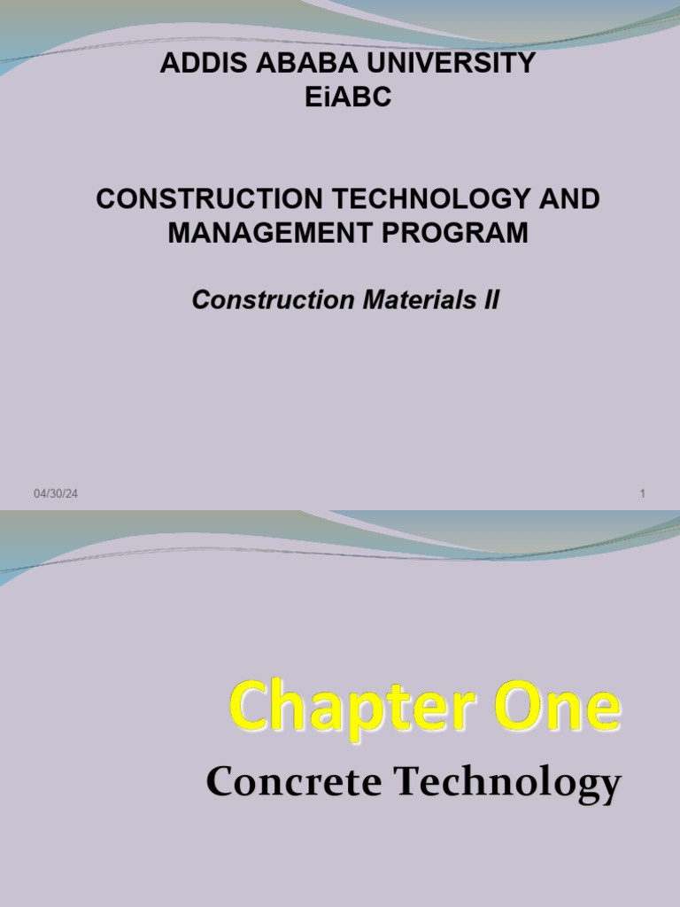 Chapter 1. Concrete Technology | PDF | Concrete | Cement