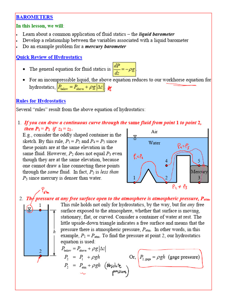 Understanding Liquid Barometers | PDF | Pressure | Liquids