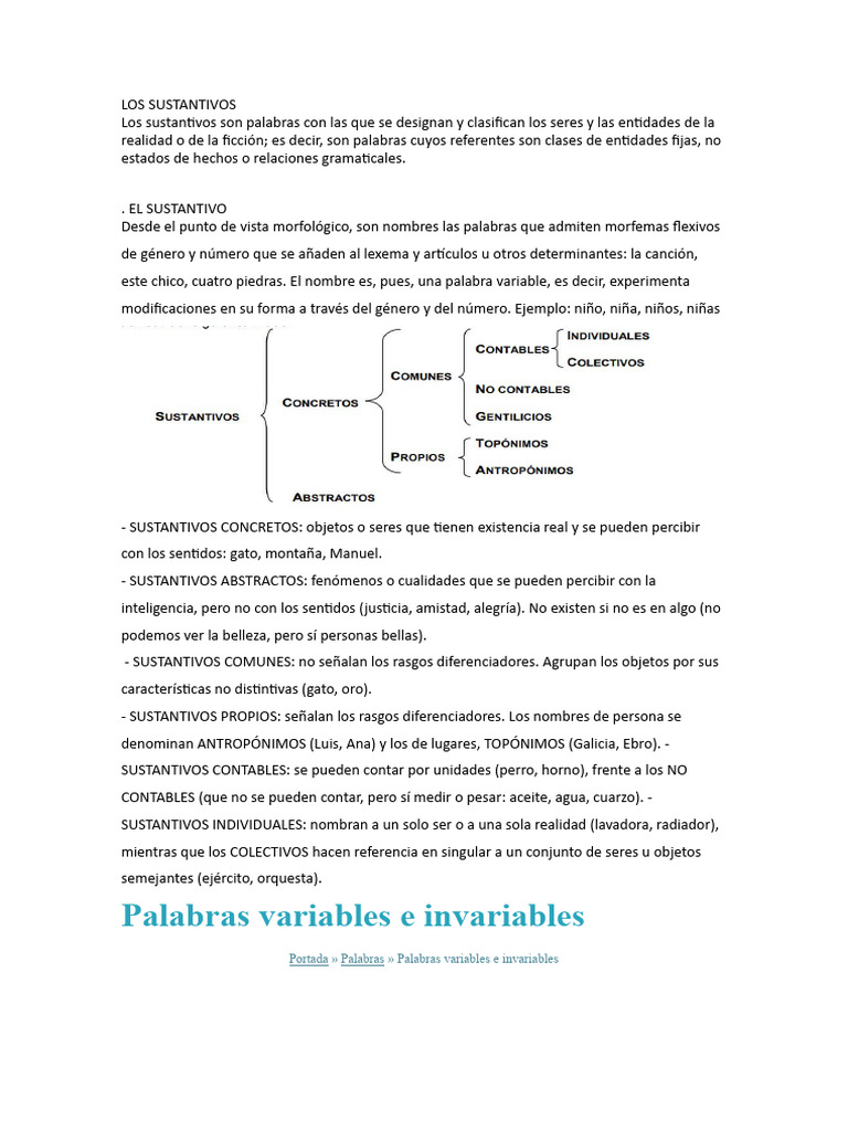 Tipos de Sustantivos en Español | PDF | Sustantivo | Palabra