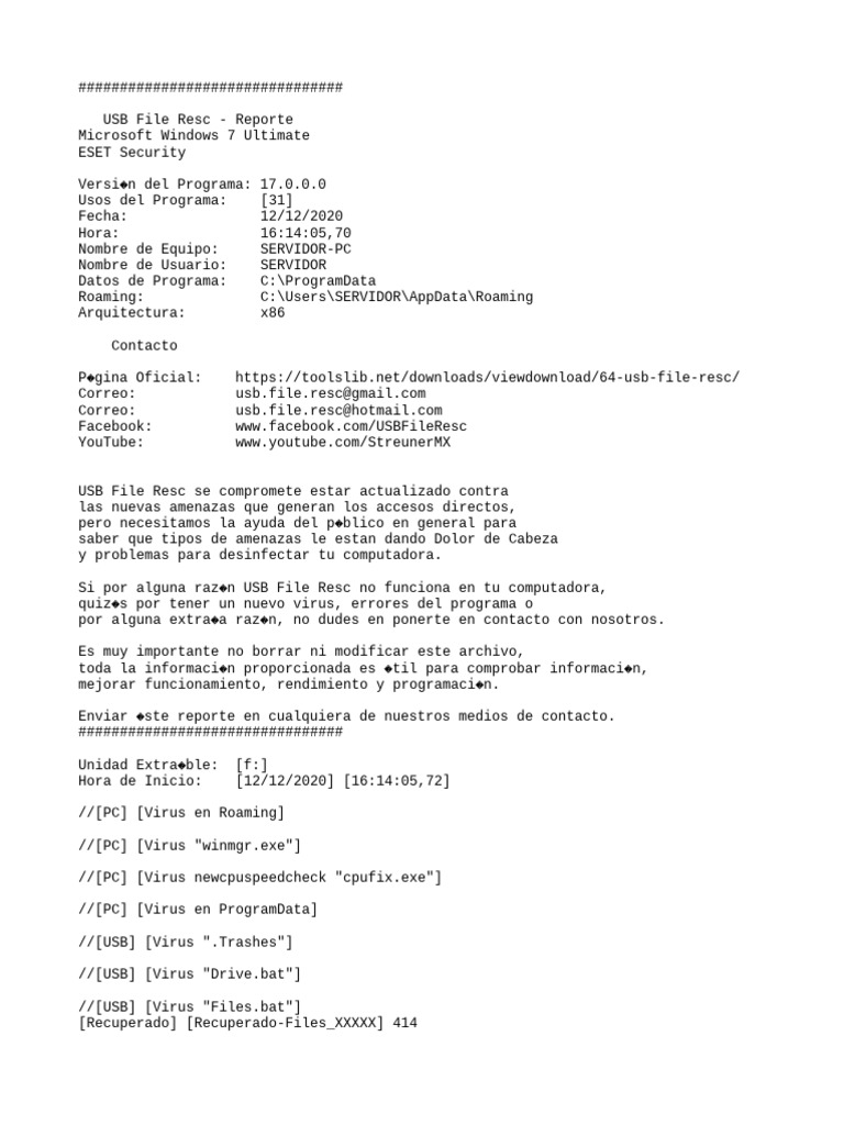 USB - File - Resc Reporte (13531) | PDF | Ingeniería Informática | Informática