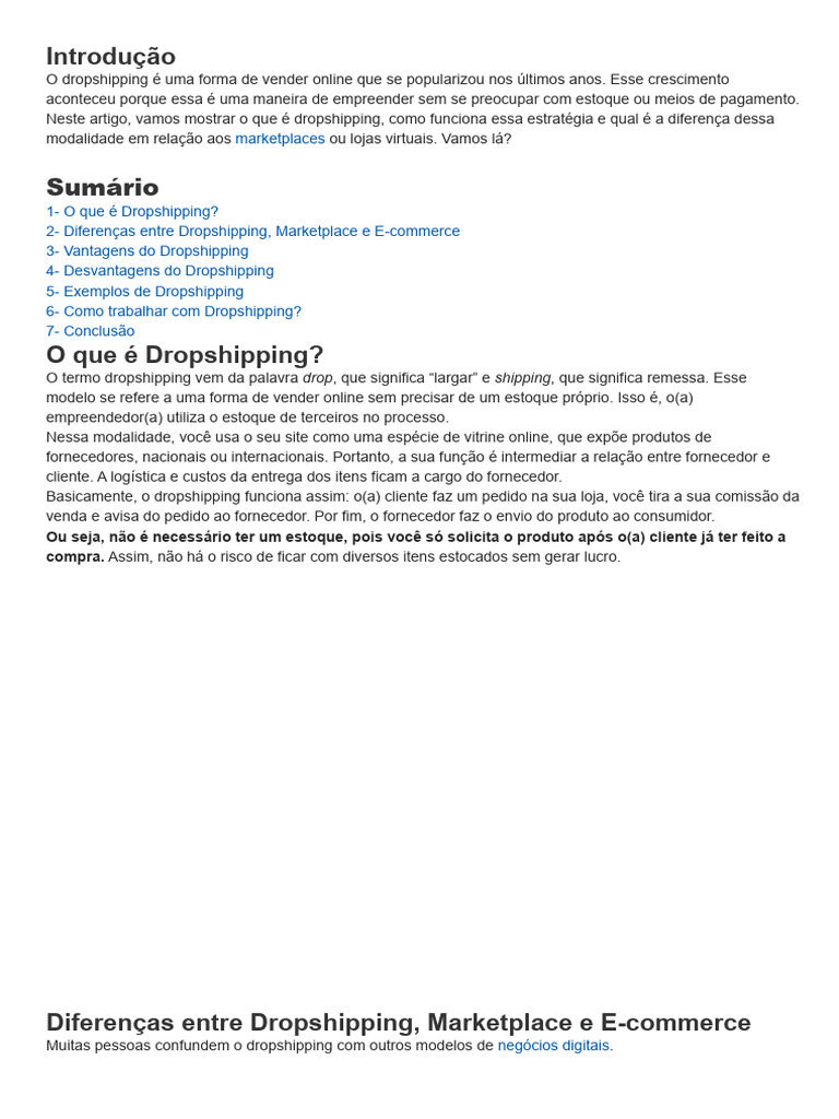 Dropshipping - o Que É, Como Fazer e Como Funciona | PDF | E-commerce | Business