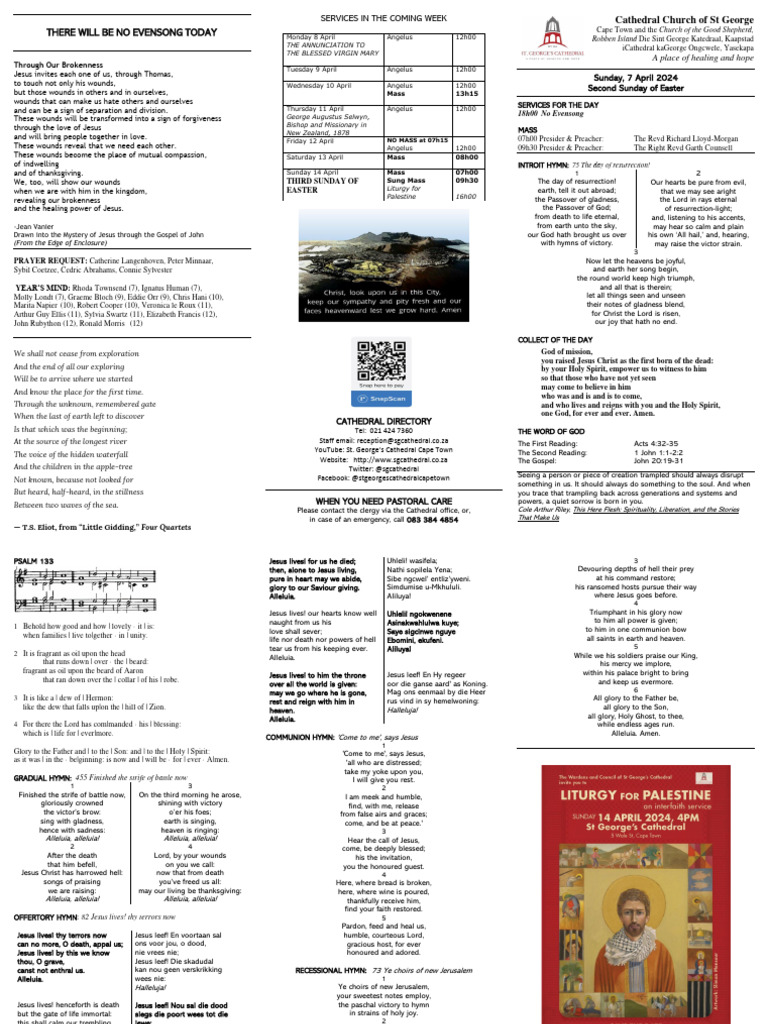 Cathedral Leaflet - 07042024 | PDF | Mass (Liturgy) | Jesus