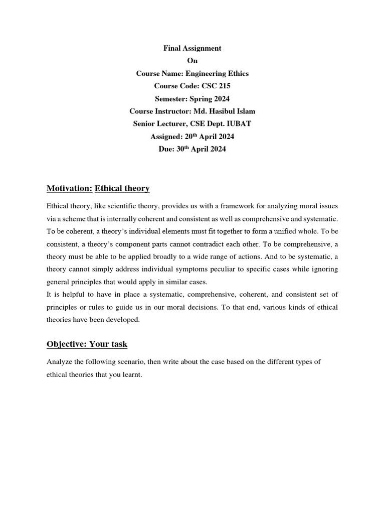 Final Assignment CSC 215 SectionB, C SPR 24 MHI | PDF | Theory | Startup Company