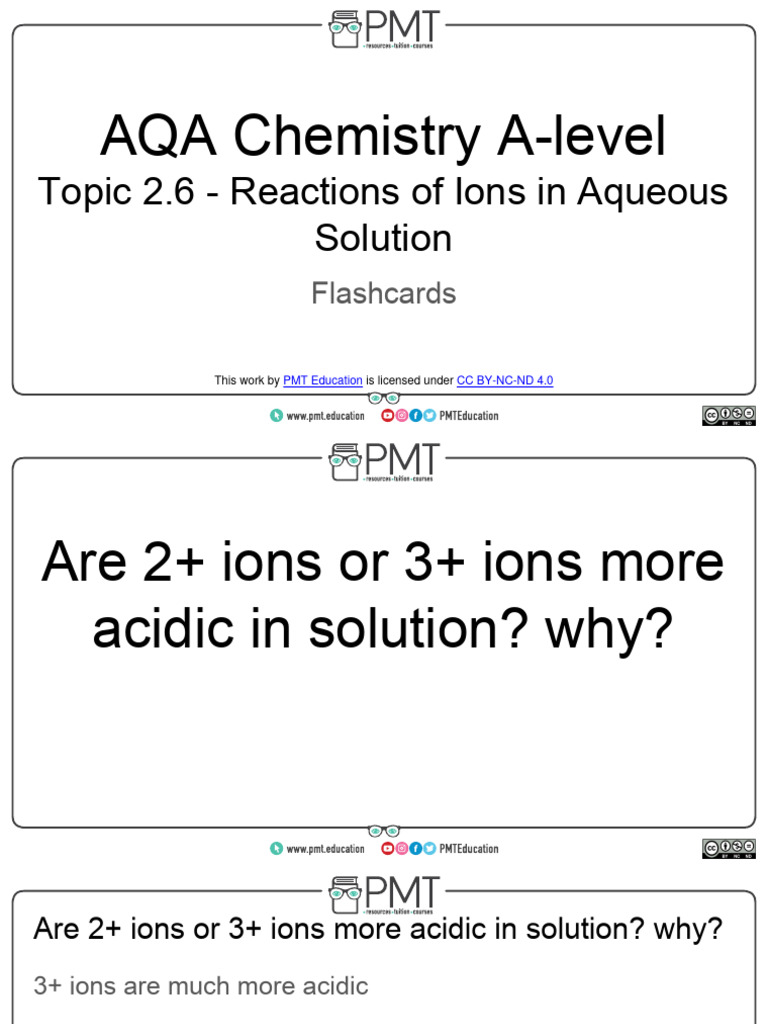 Flashcards - Topic 2.6 Reactions of Ions in Aqueous Solution - AQA Chemistry A-Level-2 | PDF ...