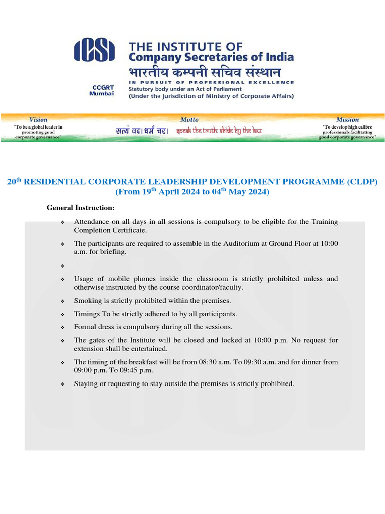 20th Residential CLDP Schedule | PDF