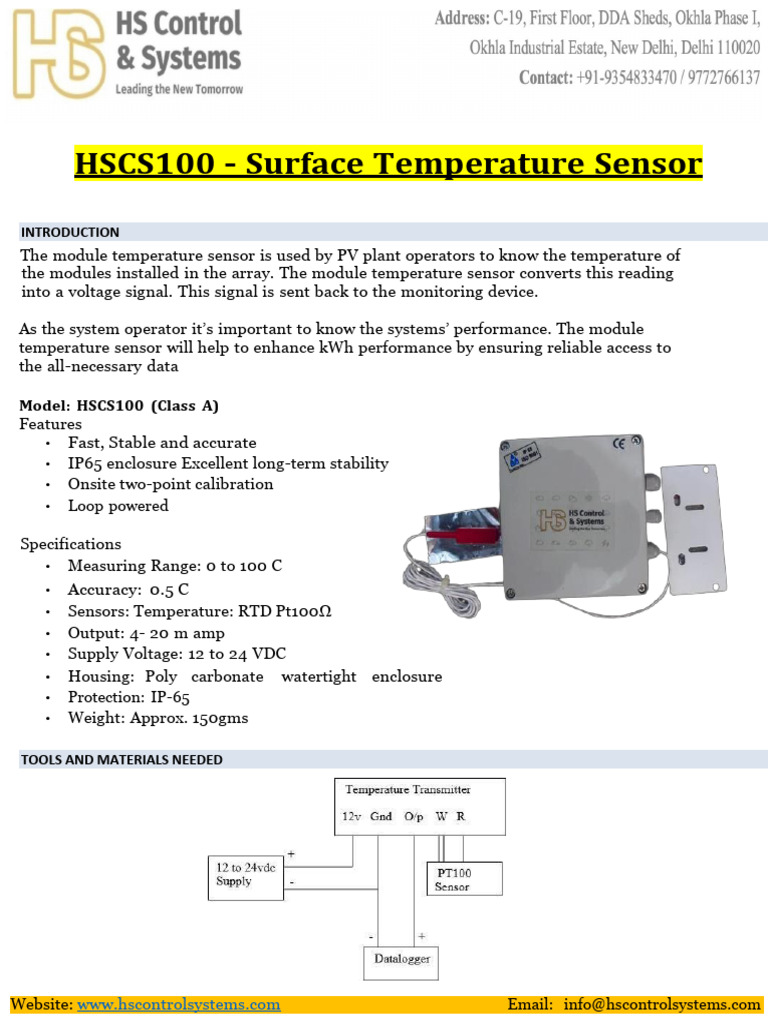 Pt100-Module Temp. HSCS | PDF | Photovoltaics | Sensor
