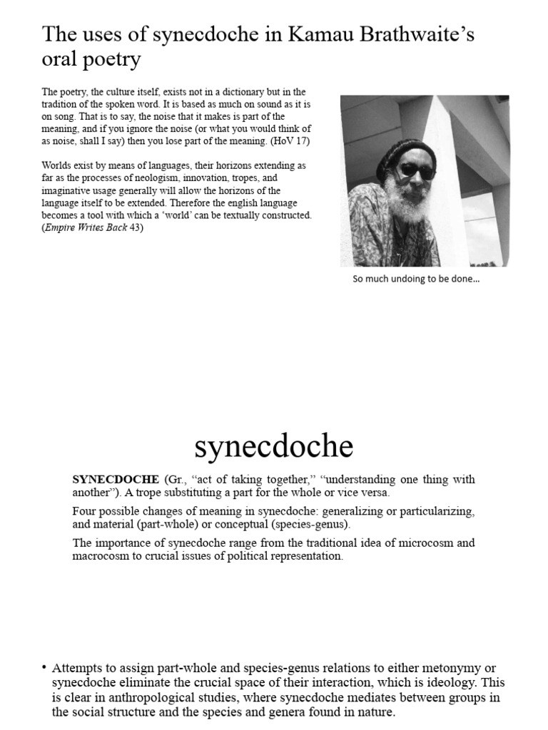 Synecdoche in Brathwaite's Poetry | PDF | Linguistics