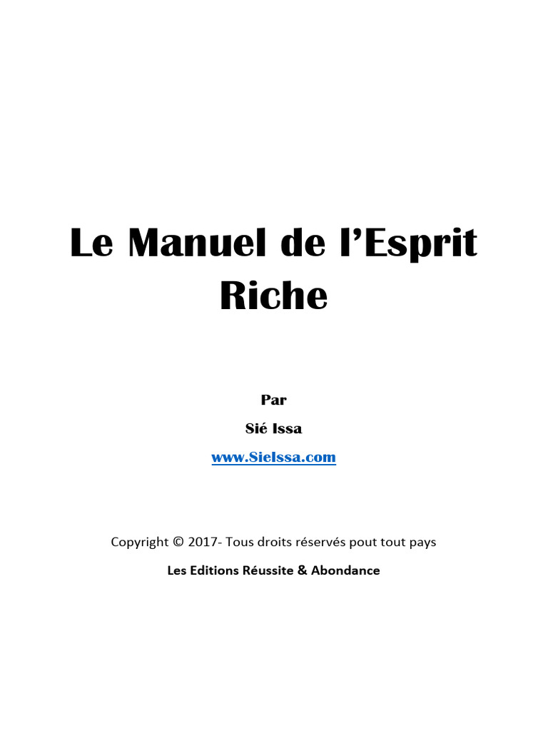 Le Manuel de L'esprit Riche | PDF | Dieu | Plan d'affaires