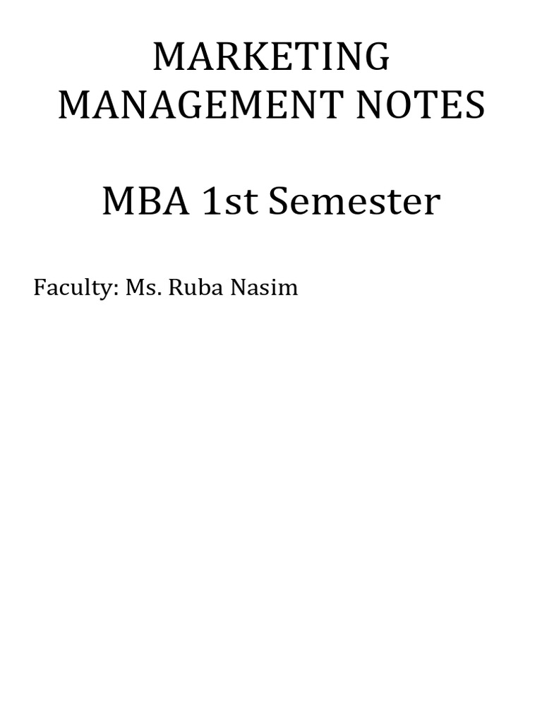 Marketing Mang Notes Mba 1ST Sem - Aktu Unit 1 | PDF | Marketing | Sales