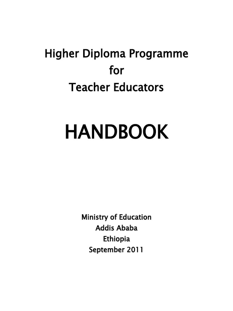 Teacher Educators Higher Diploma Handbook | PDF | Teachers | Teacher ...