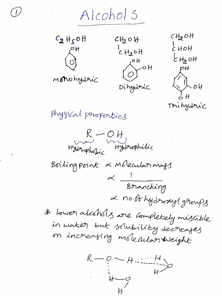 Alcohols Notes | Download Free PDF | Ethanol | Chemical Compounds