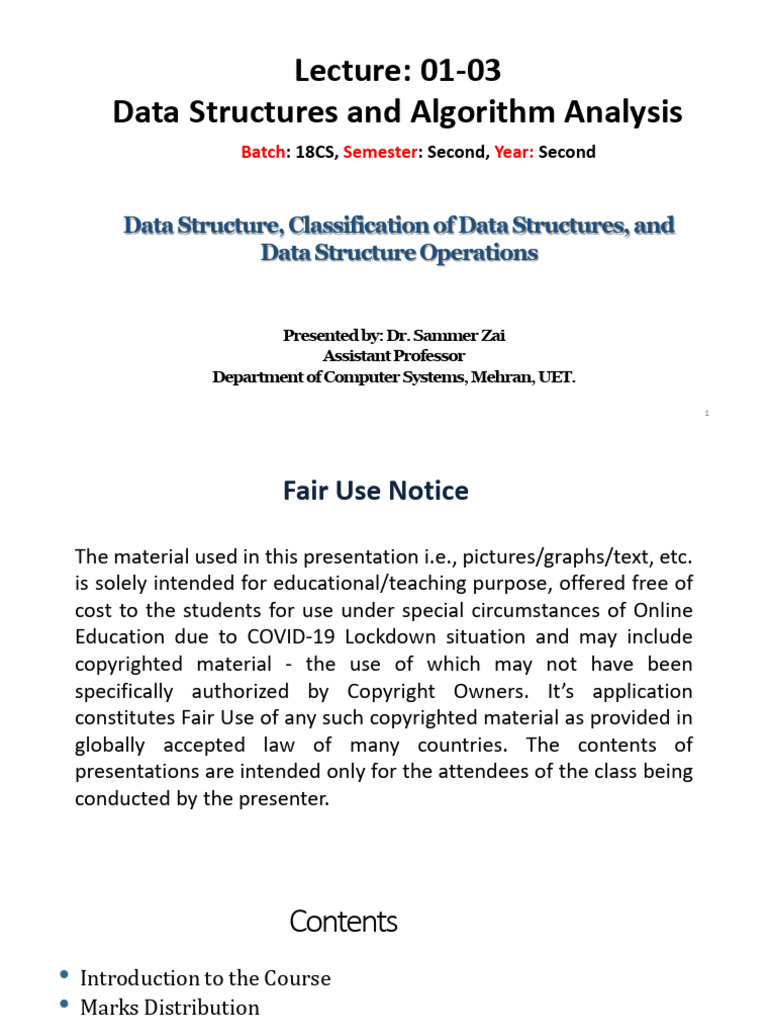 Lecture-01-03 (Data Structures, Types and Operations) - 1 | PDF | Pointer (Computer Programming ...