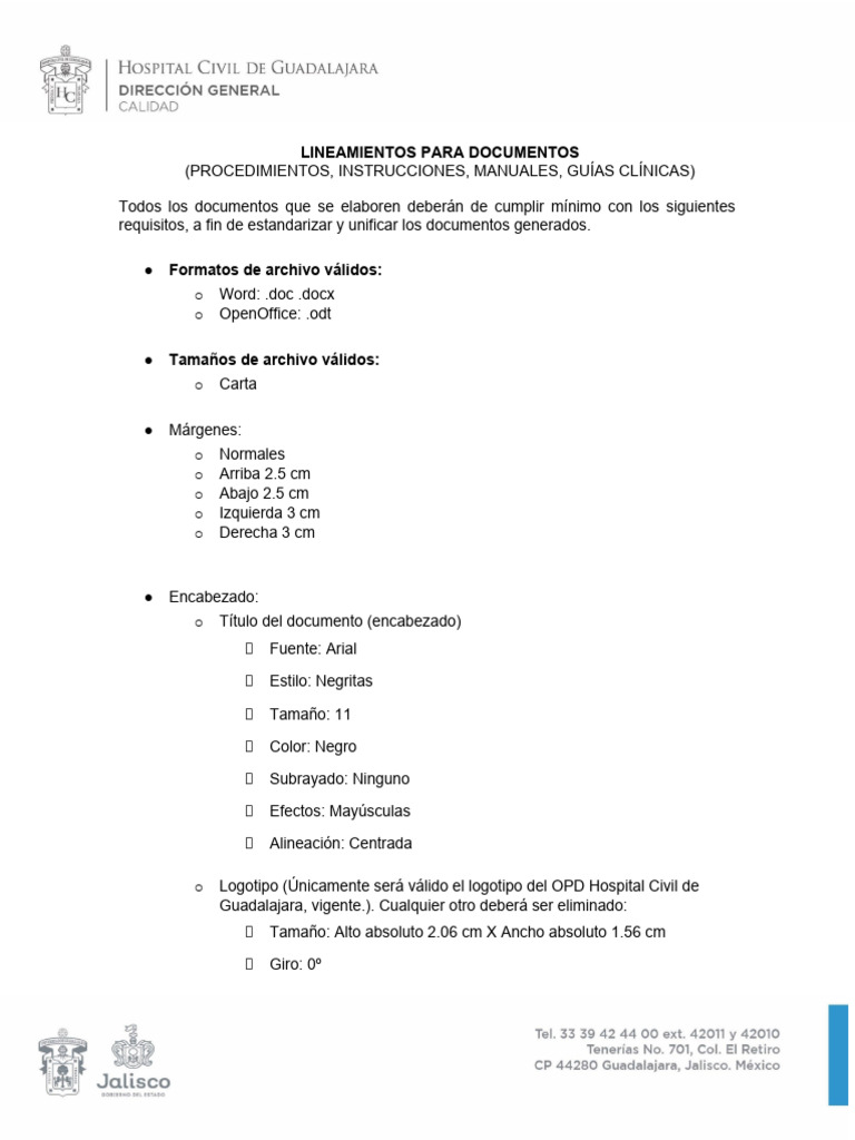 Lineamiento para Documentar | PDF