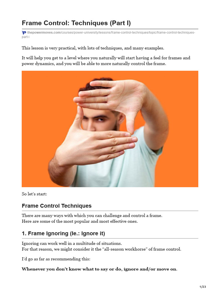 Frame Control Techniques Explained | PDF | Career & Growth | Self ...
