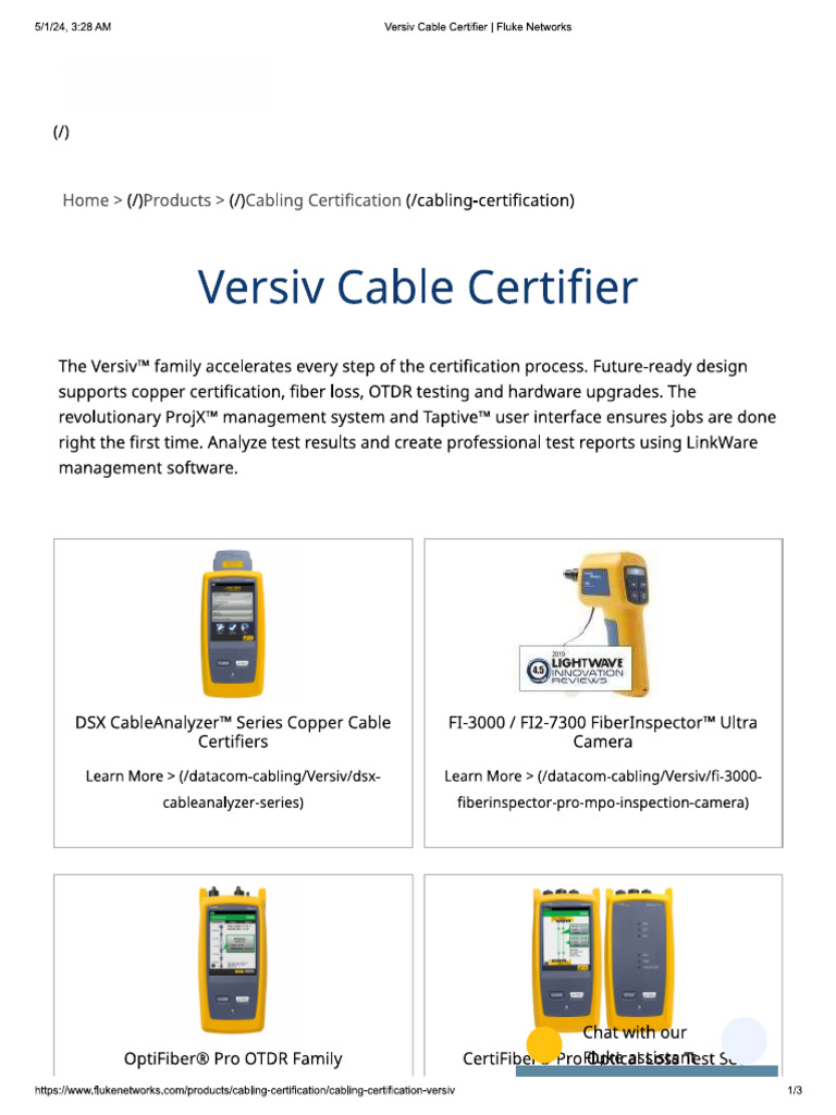 Versiv Cable Certifier | PDF