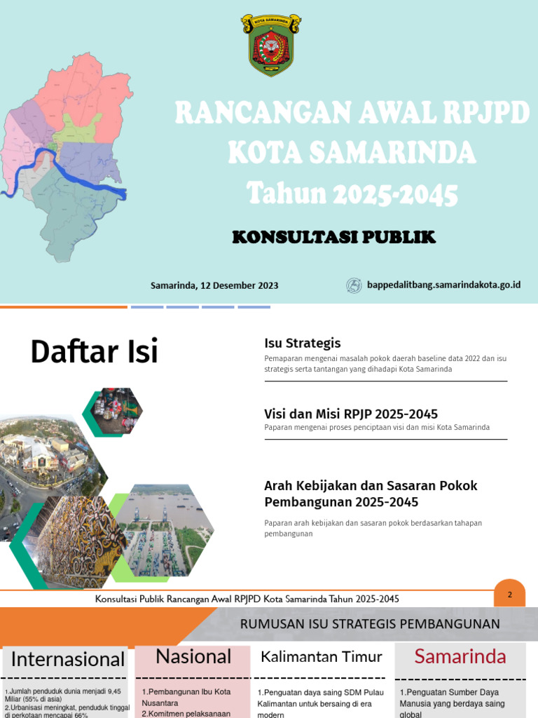 Paparan Ranwal RPJPD Kota Samarinda 2025-2045 | PDF