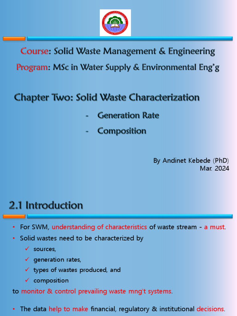 Wate Characterization | PDF | Waste | Municipal Solid Waste