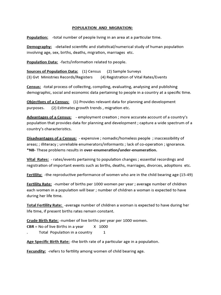 Population and Migration Overview | PDF | Human Migration | Infant ...