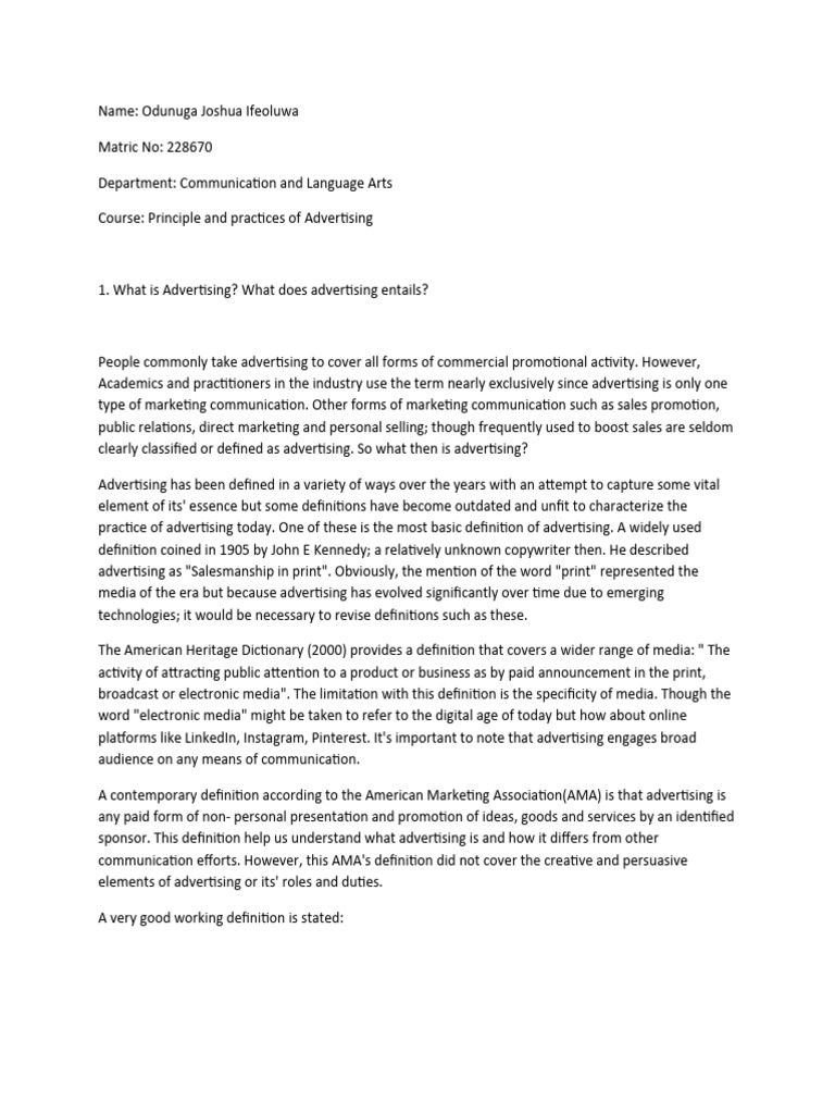 Assignment Advertising | PDF | Advertising | Marketing