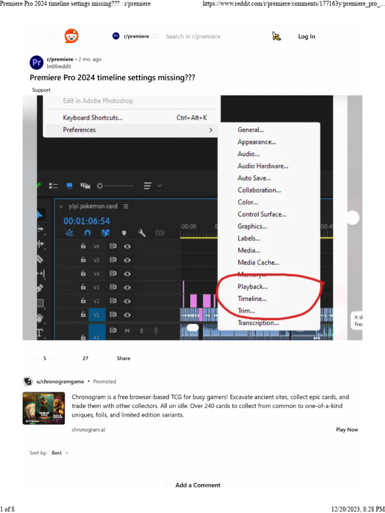 Premiere Pro 2024 Timeline Settings Issue | PDF | Computing | Software