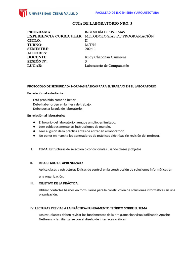 Guía de Laboratorio: Programación en Java | PDF | Laboratorios | Ingeniería
