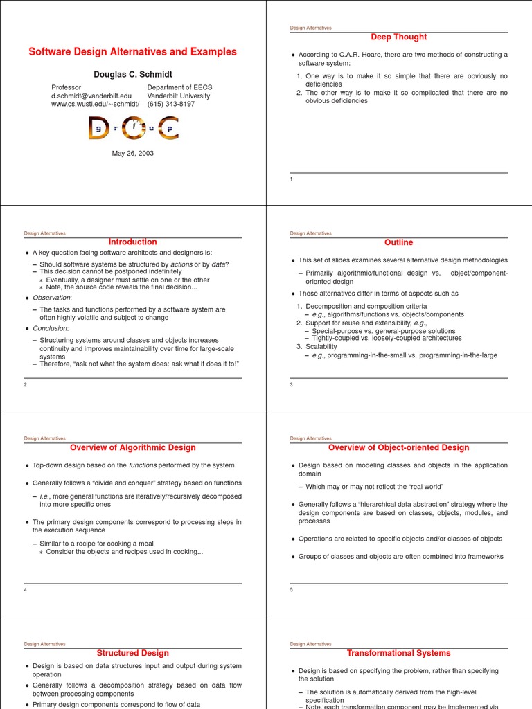 Software Design Alternatives and Examples: Douglas C. Schmidt | PDF | Component Based Software ...