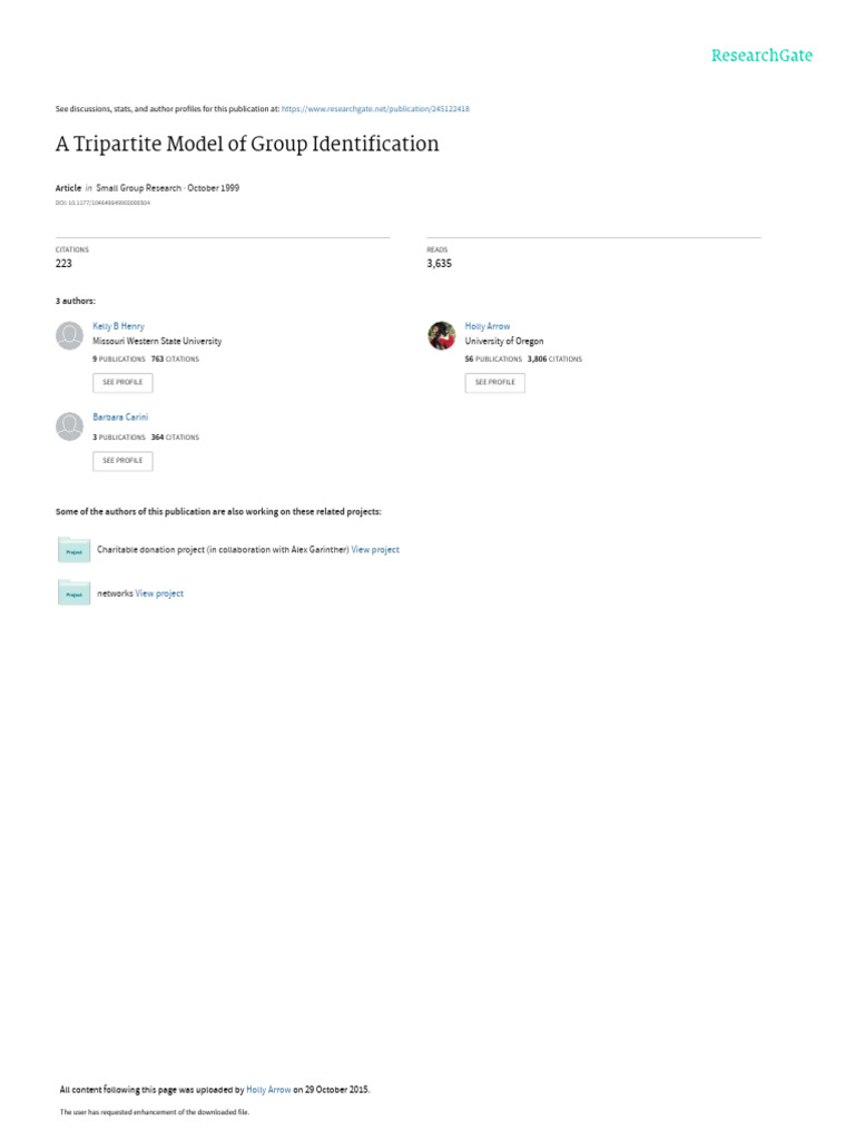 A Tripartite Model of Group Identification | PDF | Affect (Psychology ...