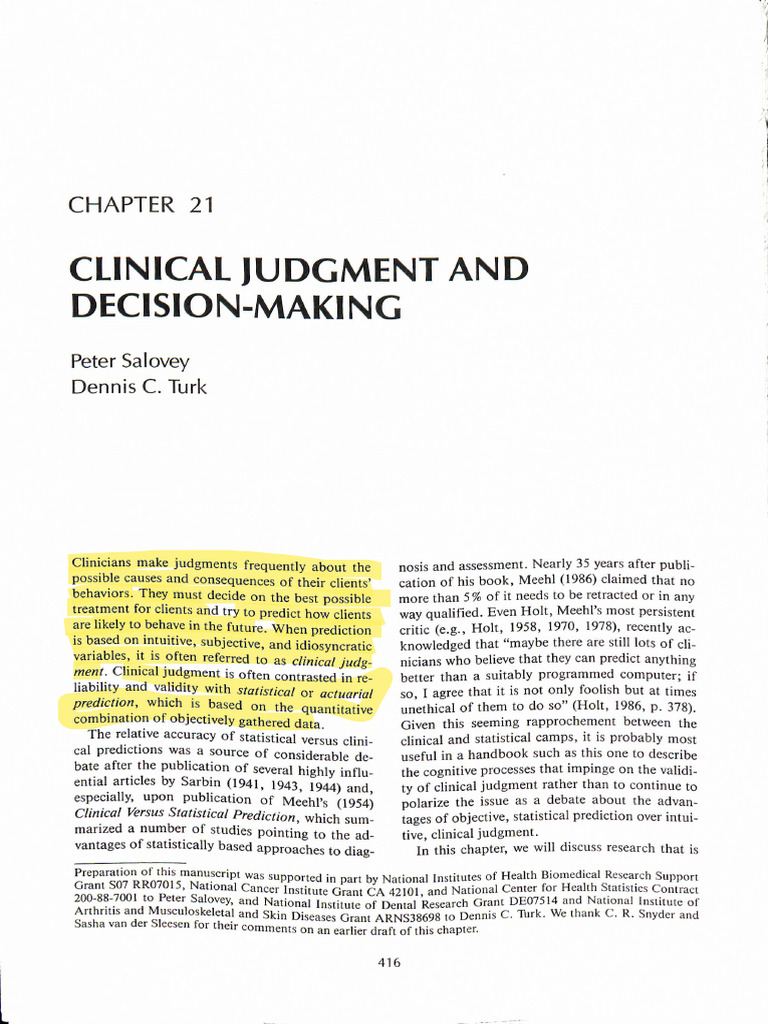 Clinical Judgment and Decision Making | PDF