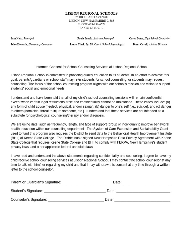 Counseling Letter | Download Free PDF | Psychotherapy | School Counselor
