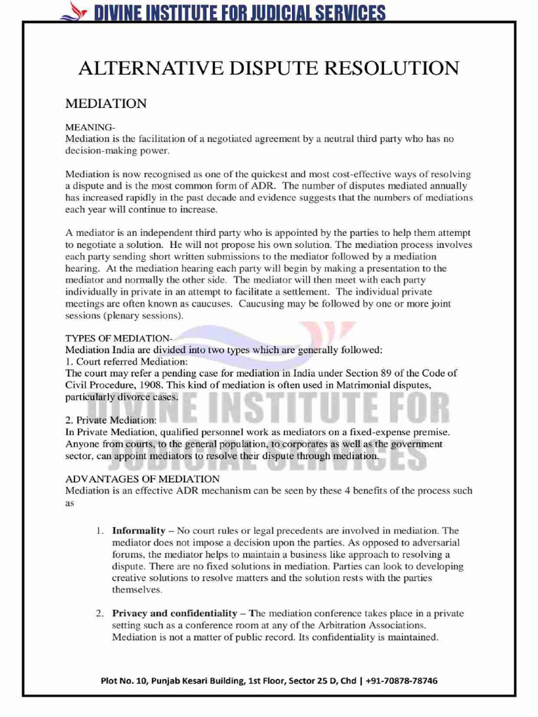 ADR (Mediation) | PDF