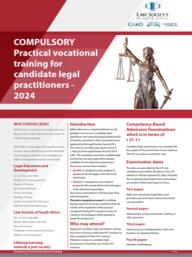 Compulsory Practical Vocational Training For Candidate Legal Practitioners - 2024 | PDF | Lawyer ...