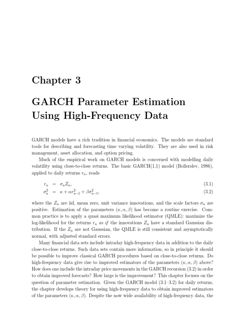 Garch Parameter Estimation Using High Frequency Data Pdf Normal Distribution Vector