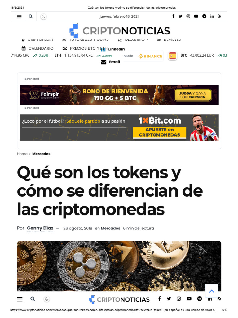 Qué Son Los Tokens y Cómo Se Diferencian de Las Criptomonedas | Descargar gratis PDF ...