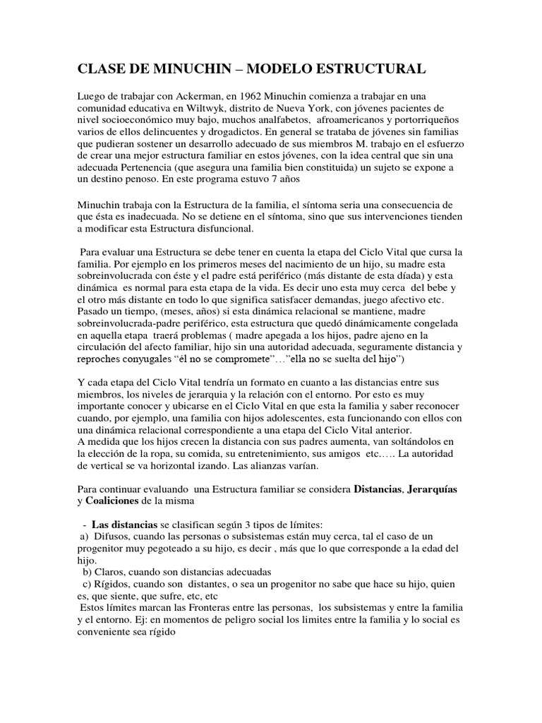 Clase de Minuchin - Modelo Estructural | PDF
