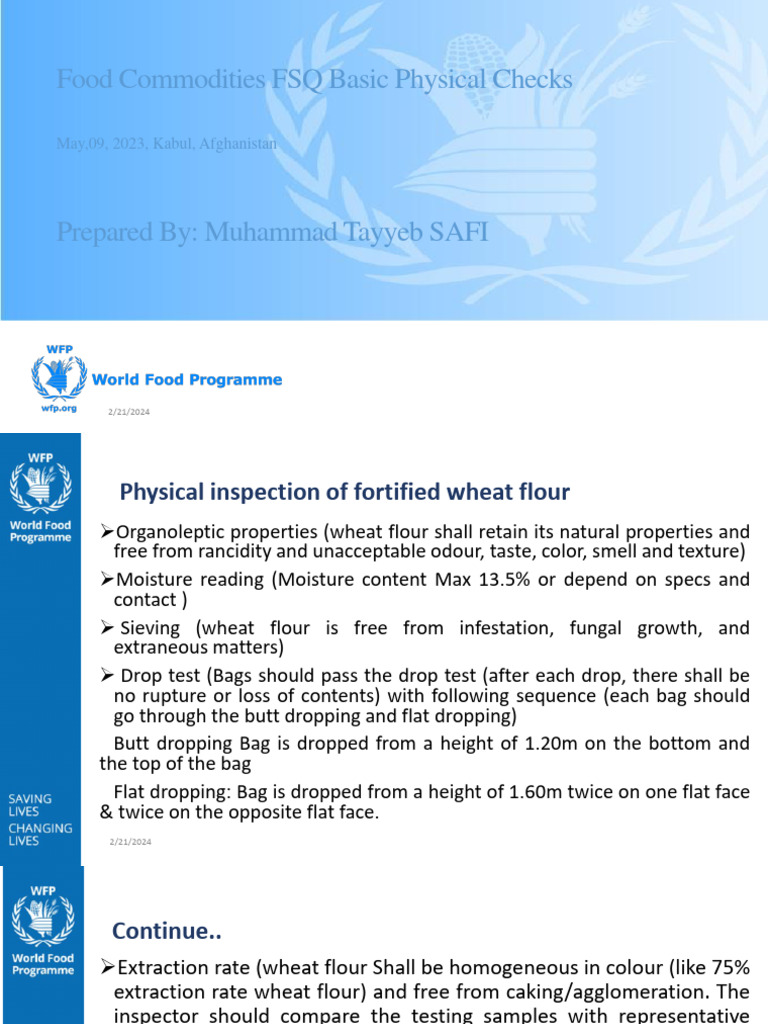 Food Commodities FSQ Basic Physical Checks | PDF | Flour