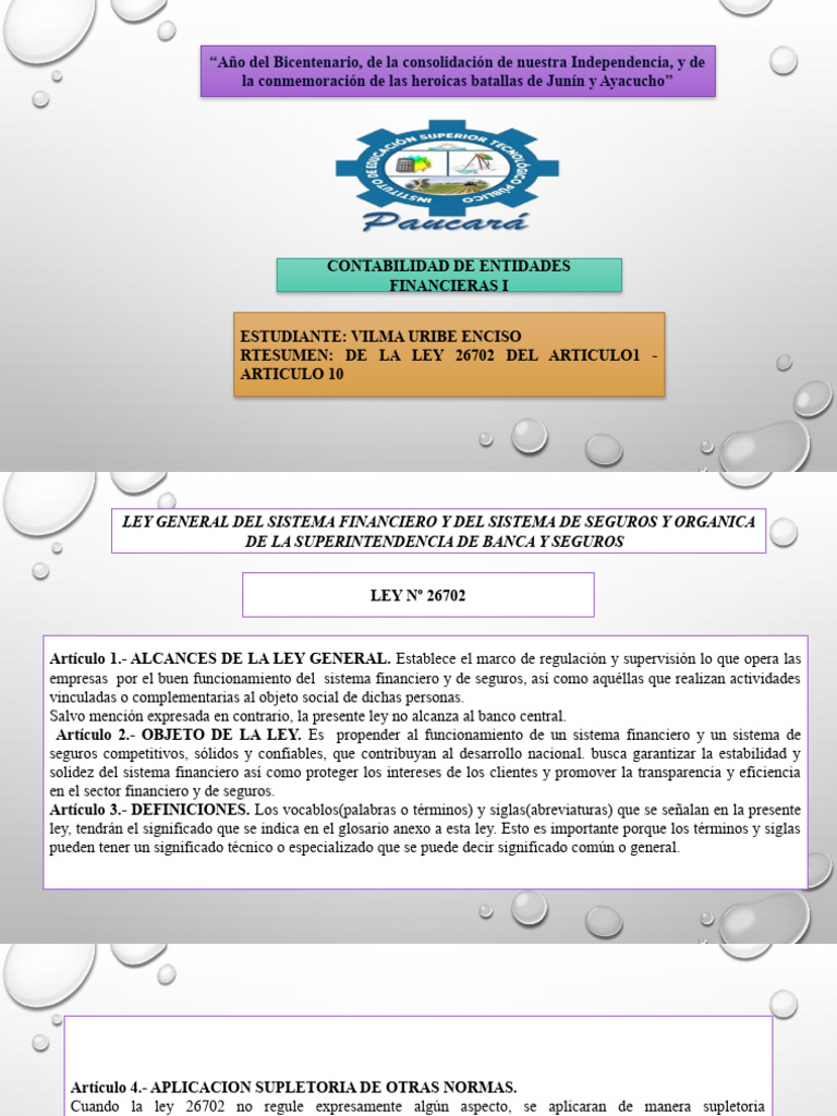 Ley 26702 Articulo 1-10 | PDF | Seguro | Reaseguro