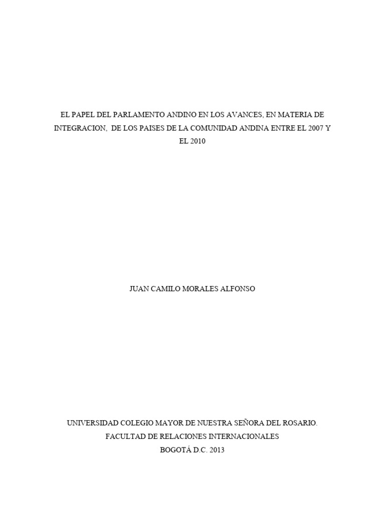 Papel Del Parlamento Andino | PDF | Comunidad andina | Parlamento