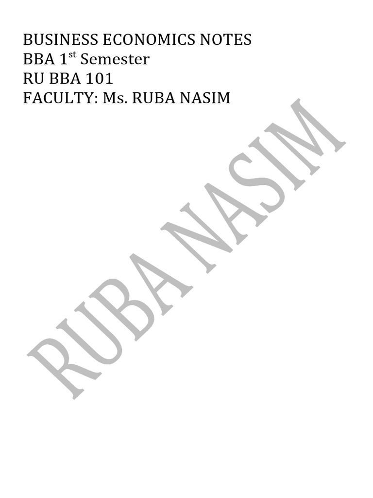 BUSS ECO BBA 1ST SEM NOTES Unit 1 | PDF | Economics | Macroeconomics