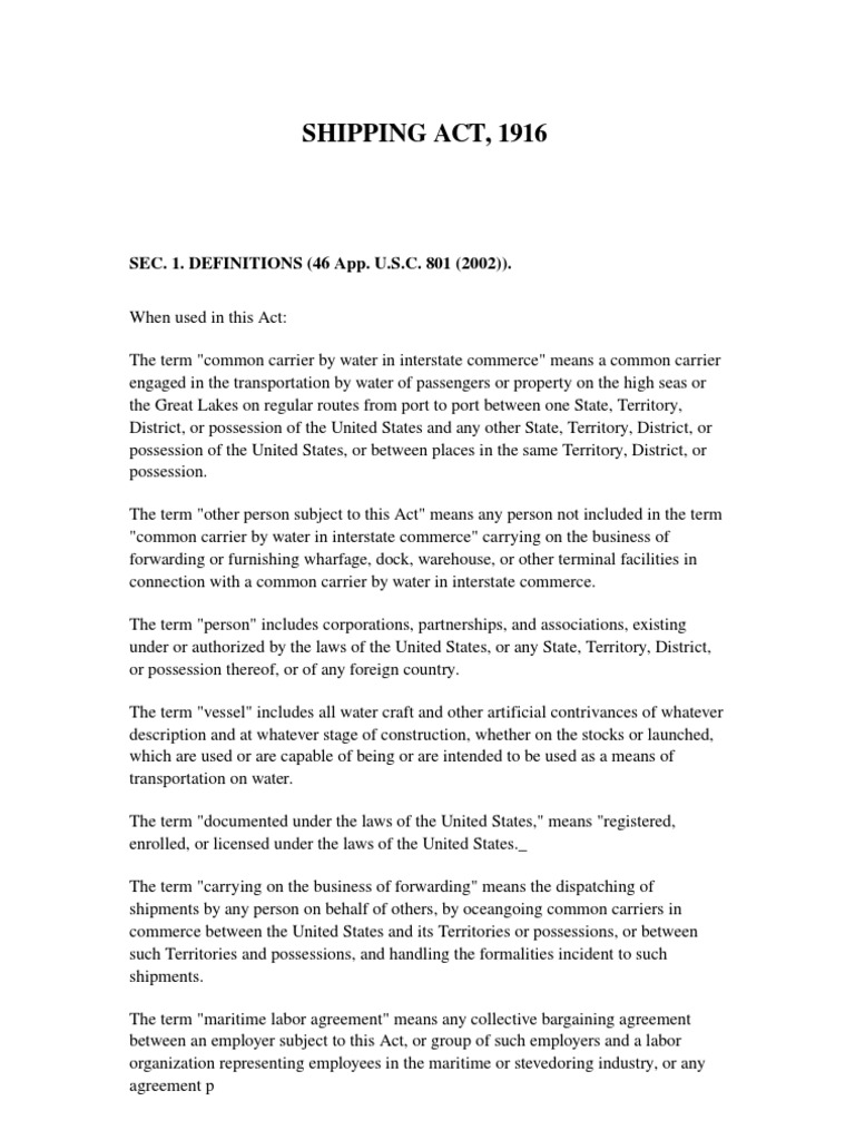 Shipping Act 1916 1916nianhangyunfa | PDF | Citizenship | Corporations