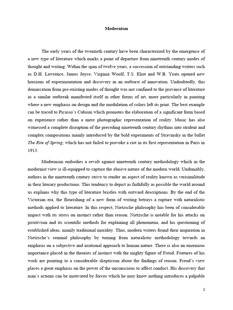 Modernism Lecture 1 | PDF | Sigmund Freud | Modernism