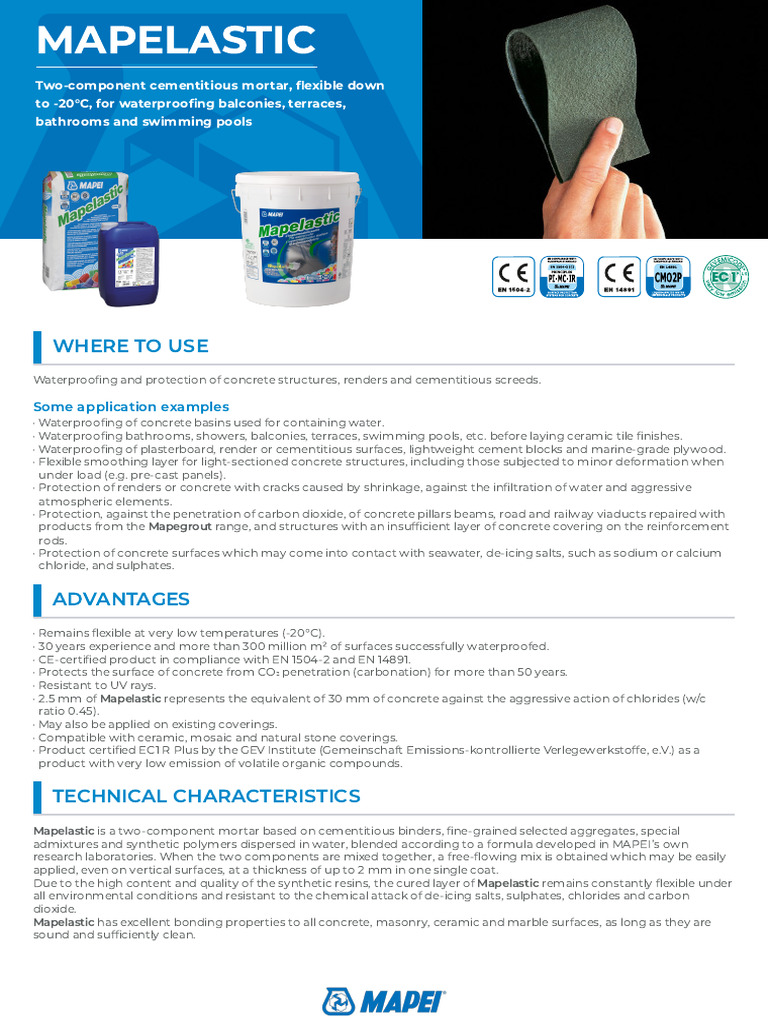 1 00331 Mapelastic en | PDF | Concrete | Cement