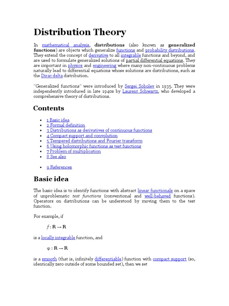 Distribution Theory | PDF | Distribution (Mathematics) | Continuous ...