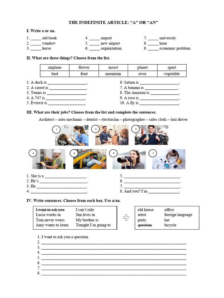 Mastering A Vs An Exercises And Examples Pdf