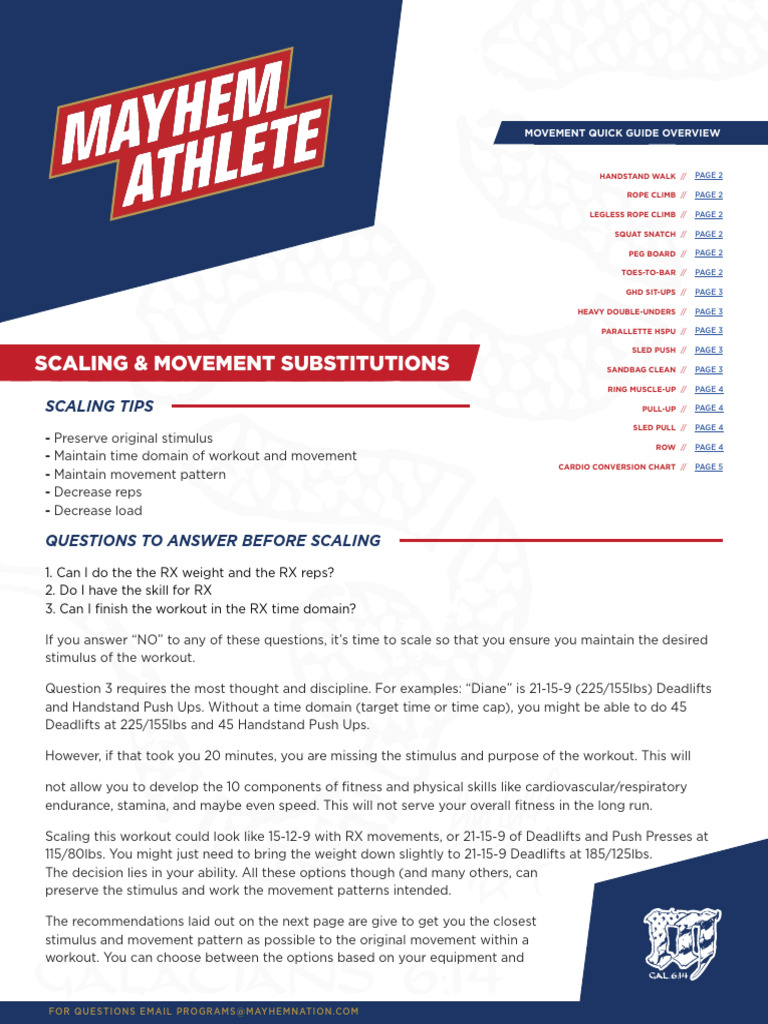 Mayhem Athlete Scaling Doc Cardio Conversions March 23 | PDF | Calorie | Physical Exercise