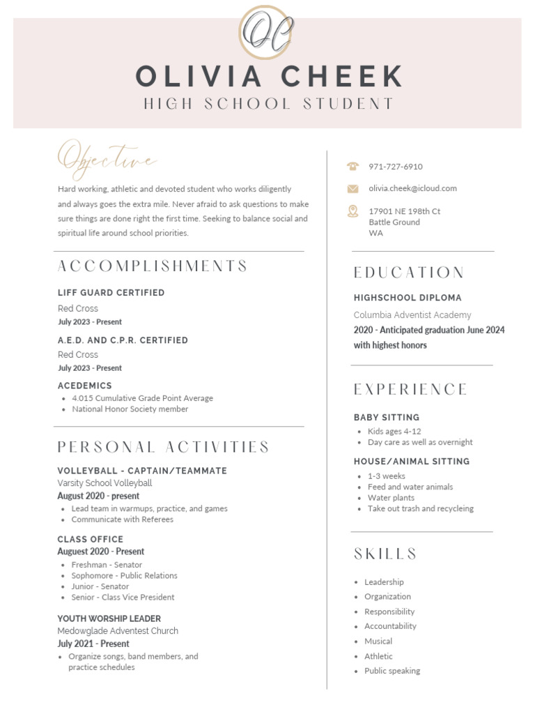 White Simple Student CV Resume-4 | PDF
