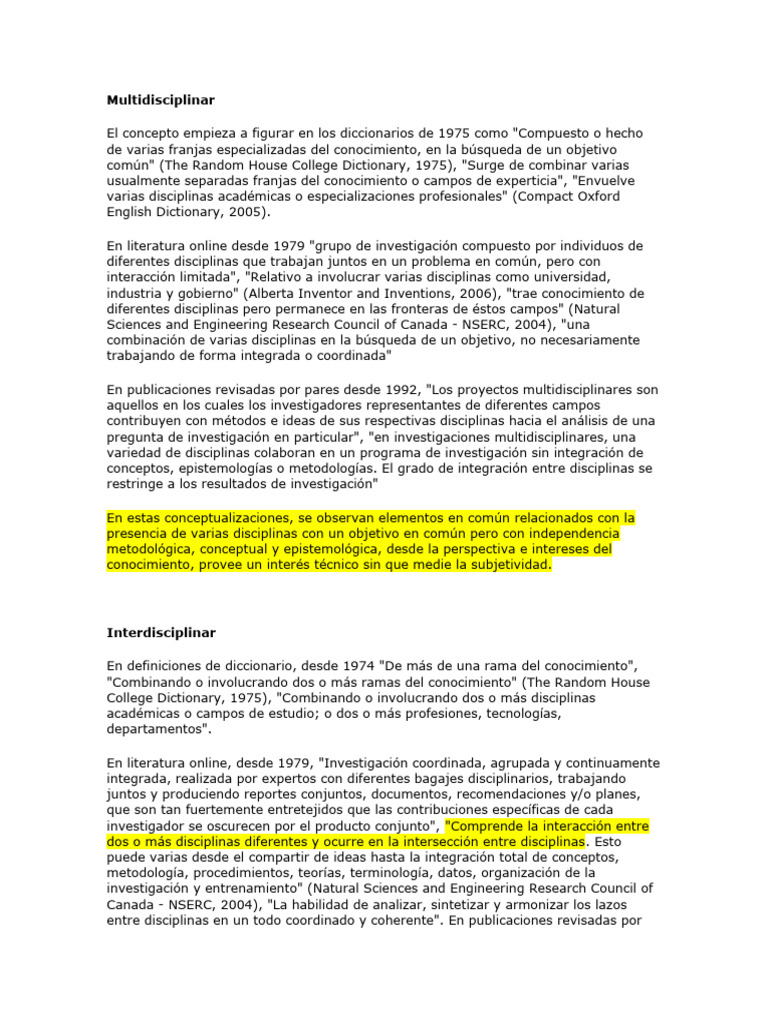 Multidisciplinariedad, Interdisciplinariedad y Transdisciplinariedad ...